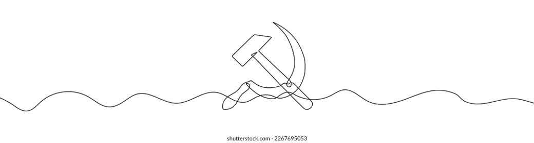 Continuous Linear Drawing Hammer Sickle Single Stock Vector (Royalty ...