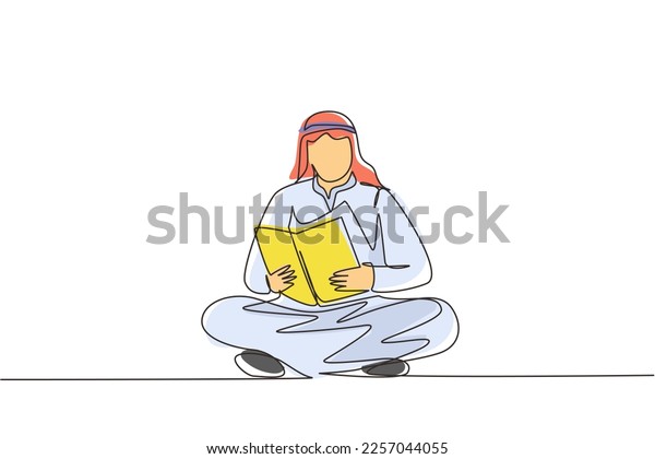 Continuous One Line Drawing Arab Man Stock Vector (Royalty Free ...