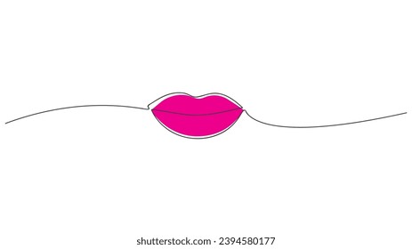 Continuous One Line Drawing Lips Woman Stock Vector (Royalty Free ...