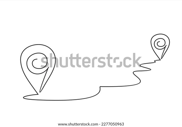 Continuous One Line Drawing Pointing Location Stock Vector (Royalty ...