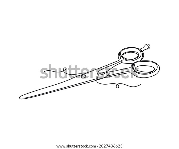 Continuous One Line Drawing Scissors Icon Stock Vector (Royalty Free ...