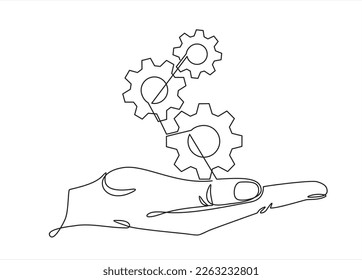 Continuous One Single Line Drawing Hand Stock Vector (Royalty Free ...