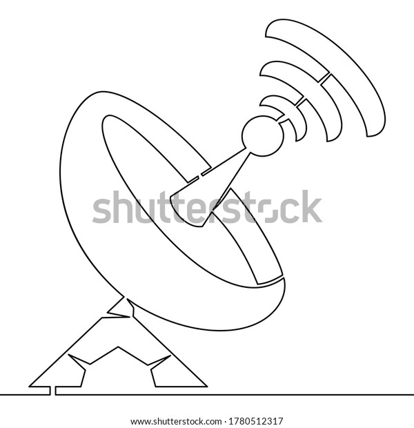 Continuous One Single Line Drawing Radar Stock Vector (Royalty Free ...