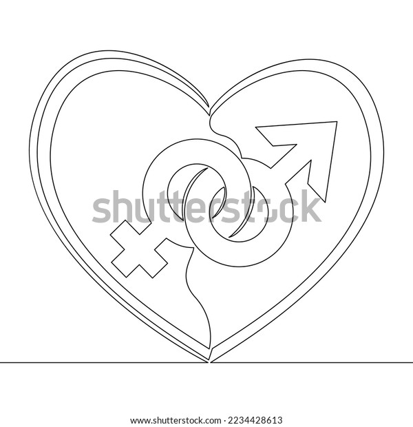 Continuous One Single Line Drawing Gender Stock Vector (Royalty Free ...