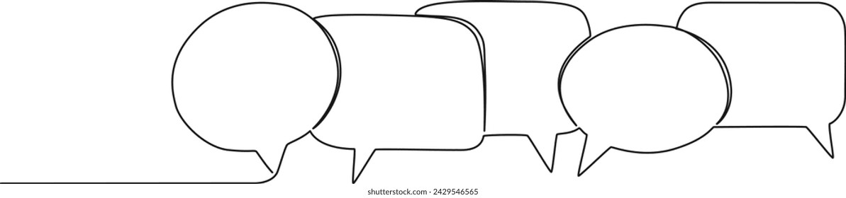 Continuous Single Line Drawing Speech Bubbles Stock Vector (Royalty ...