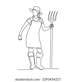 Continuous Single Line Sketch Drawing Farmer Stock Vector (Royalty Free ...