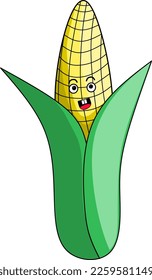 Corn Cartoon Character Simple Vector Art Stock Vector (Royalty Free ...