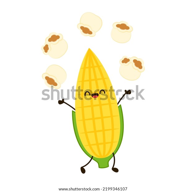 Corn Popcorn Cartoon Vector Mascot Cartoon 库存矢量图（免版税）2199346107 ...