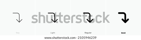 Corner Right Down Icon Thin Light Stock Vector (Royalty Free ...