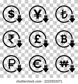 Cost Reduction Decrease Dollar Euro Icon Stock Vector (Royalty Free) 2223353371 | Shutterstock