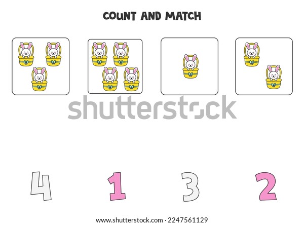 Count All Easter Rabbits Match Correct Stock Vector (Royalty Free ...