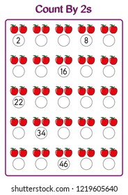 Count By Twos Practice Worksheet Write Stock Vector (Royalty Free ...