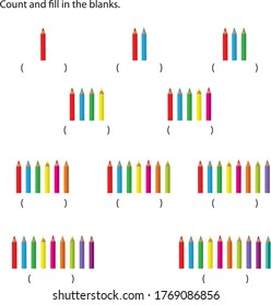 Counting Color Pencils 1 10 Stock Vector (Royalty Free) 1769086853 ...