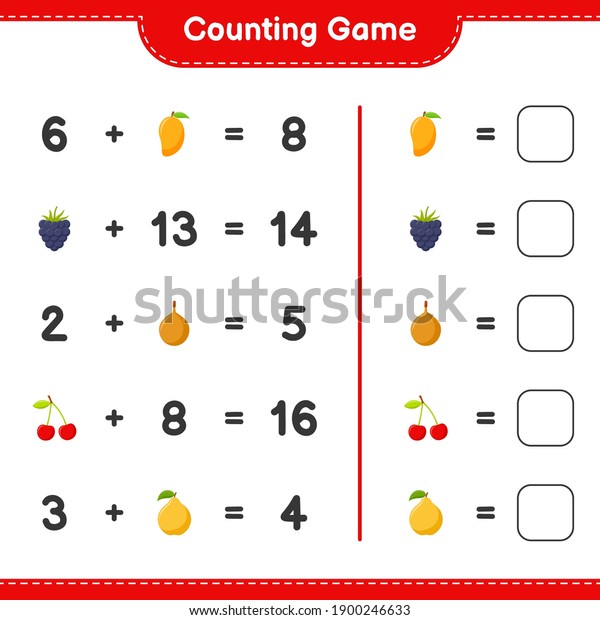 Counting Game Count Number Fruits Write Stock Vector (Royalty Free ...
