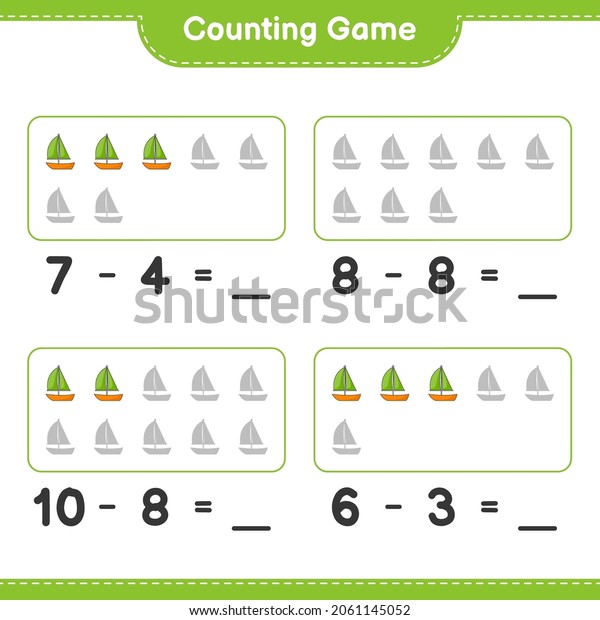 Counting Game Count Number Sailboat Write Stock Vector (Royalty Free ...