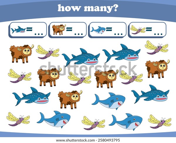 Counting Game Wild Animals Preschool Kids Stock Vector (Royalty Free ...