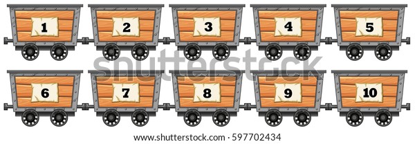 Counting Numbers On Wooden Wagons Illustration Stock Vector (Royalty ...