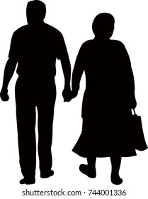 Couple Walking Silhouette Vector Stock Vector (Royalty Free) 744001336 ...