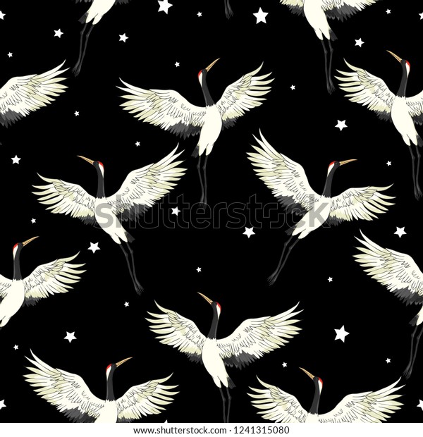 Crane Pattern Vector Illustration Flying Bird Stock Vector (Royalty ...
