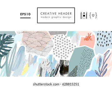 Creative Art Header Different Shapes Textures Stock Vector (Royalty ...