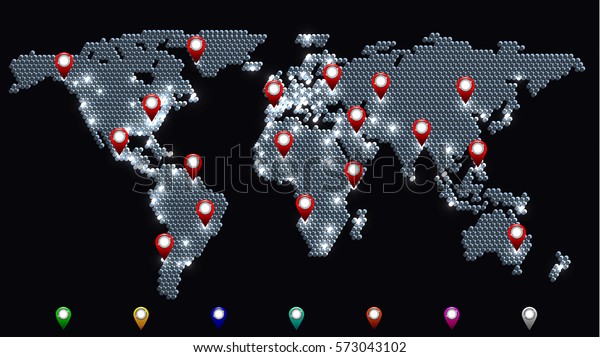 Creative Dotted Map World Set 3d Stock Vector (Royalty Free) 573043102 ...