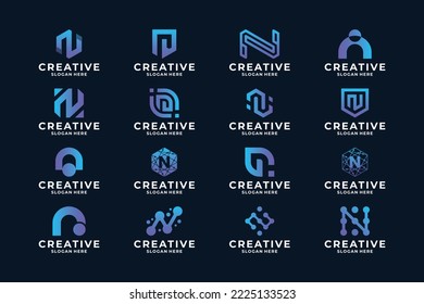 Set Letter N Logo Design Dot Stock Vector (Royalty Free) 2230027601 ...