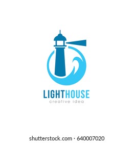 Creative Lighthouse Concept Logo Design Template Stock Vector (Royalty ...
