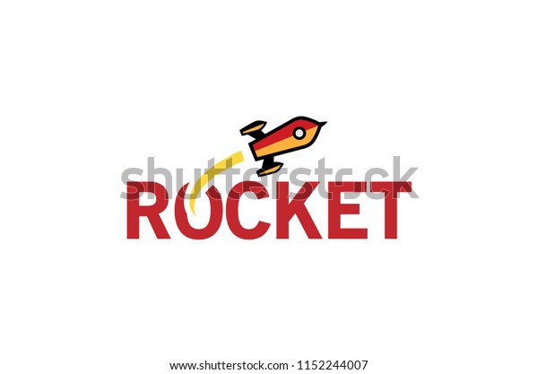 Creative Red Rocket Text Logo Symbol Stock Vector (Royalty Free ...