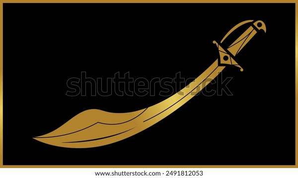Creative Solid Golden Sword Weapon Monogram Stock Vector (Royalty Free ...