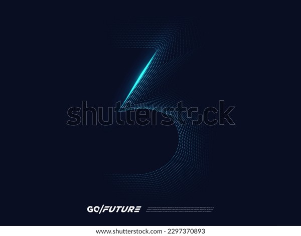 Creative Technology Digital Number Typography Three Stock Vector ...