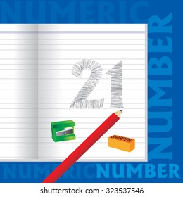 Creative Twenty One Numeric Number Sketch Stock Vector (Royalty Free ...