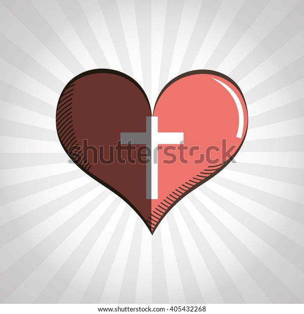 Cross Inside Heart Design Stock Vector (Royalty Free) 405432268 ...