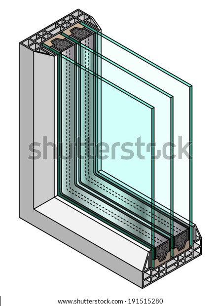 Diagrama transversal de una ventana triple: vector de stock (libre de ...