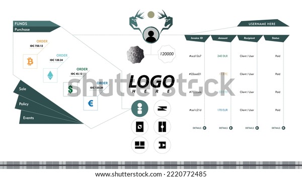 Cryptocurrency User Profile Interface Template Stock Vector (Royalty ...