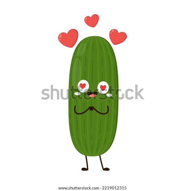 Cucumber Cute Cartoon Vegetable Vector Character Stock Vector (Royalty ...