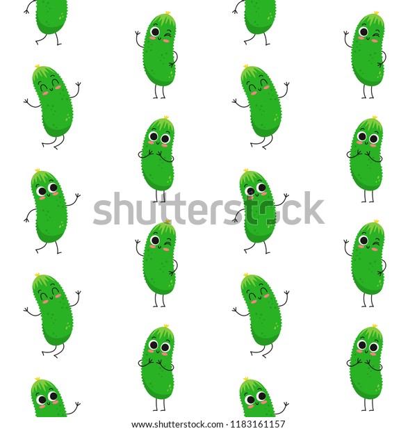 Cucumber Vector Seamless Pattern Cute Vegetable Stock Vector (Royalty ...