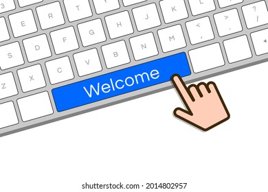 Cursor Hand On Welcome Computer Keyboard Stock Vector (Royalty Free) 2014802957 | Shutterstock