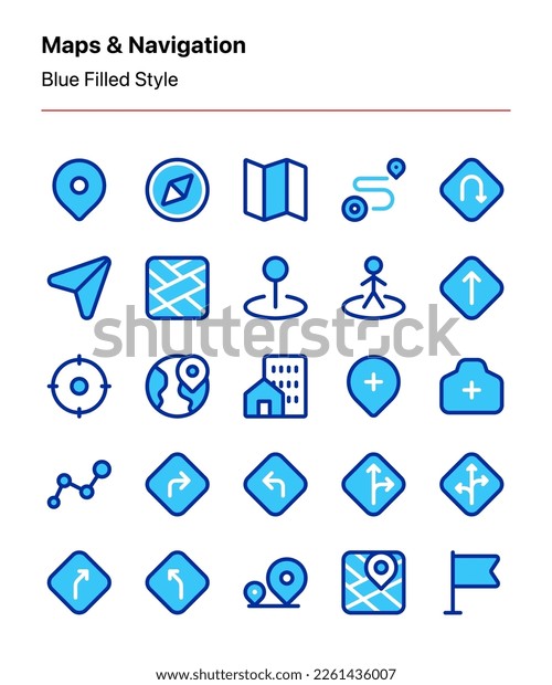 Customizable Map Navigation Icons Consisting Navigational Stock Vector ...