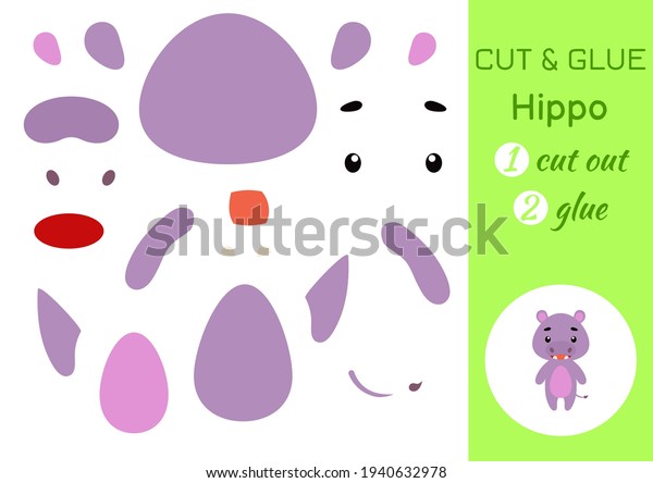 Cut Glue Paper Little Hippo Kids Stock Vector (Royalty Free) 1940632978 ...