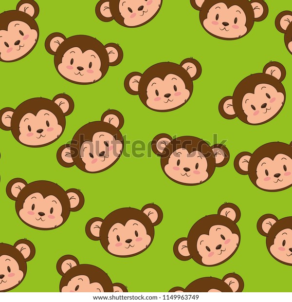 Cute Adorable Monkey Pattern Background Stock Vector (Royalty Free ...