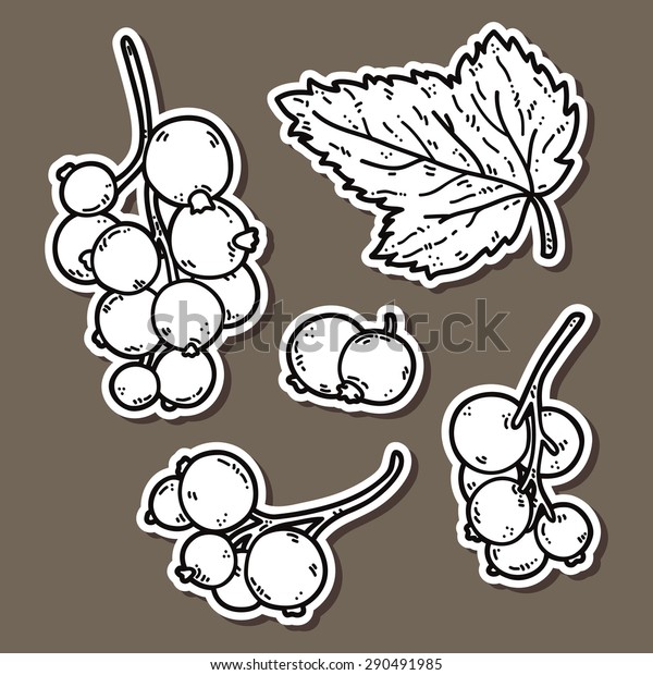 Cute Black Currant Vector Stickers Set Stock Vector (Royalty Free ...