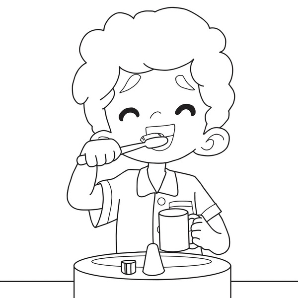 Child Brushing Teeth Clipart Black And White at Olivia Quinn blog