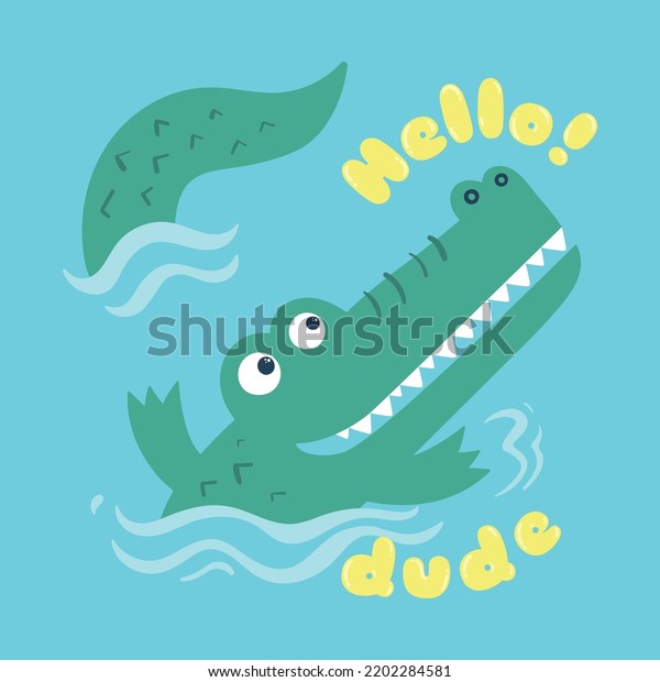 Cute Cartoon Crocodile Vector Illustration Stock Vector (Royalty Free ...
