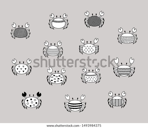 Cute Crab Graphic Vector Set Stock Vector (Royalty Free) 1493984375 ...