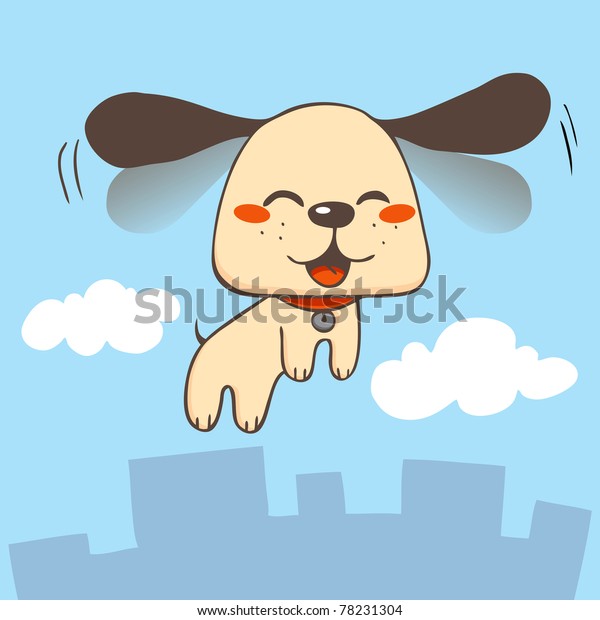 Cute Dog Smiling Flapping Ears Fast Stock Vector (Royalty Free ...