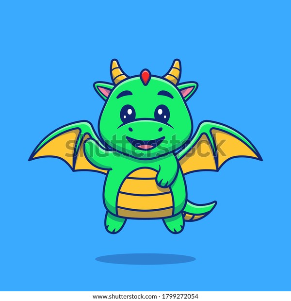 Cute Dragon Flying Cartoon Vector Icon Stock Vector (Royalty Free ...