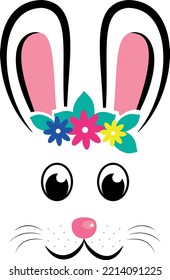 Cute Easter Bunny Bunny Face Vector Stock Vector (Royalty Free ...