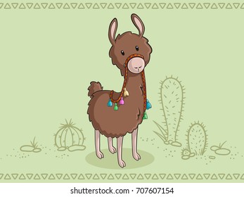Cute Fluffy Comic Lama Vector Stock Vector (Royalty Free) 707607154 ...