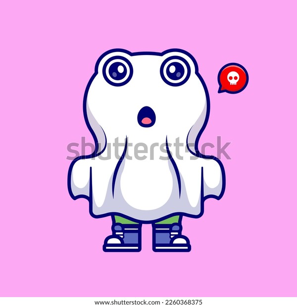 Cute Frog Ghost Cartoon Vector Icon Stock Vector (Royalty Free ...