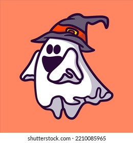 Cute Ghost Hat Cartoon Vector Icon Stock Vector (Royalty Free ...